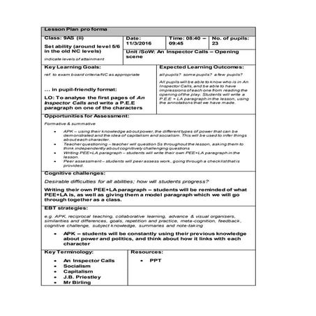 9AS L5 Annotations and PEE practice plan | DOCX | Educational ...