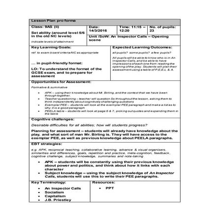 9AS L6 PEE practice Lesson plan | DOCX | Educational Assessment | Education
