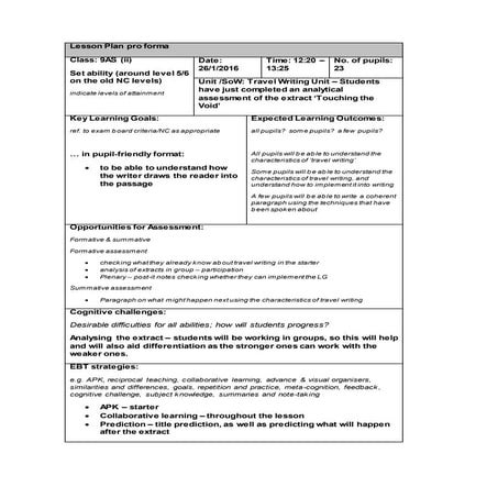 Year 9AS Lesson 1 plan | DOCX
