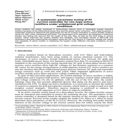 9 A Systematic Parameter Tuning Of Pi Current Controller For Lcl Type Active Rectifiers Under