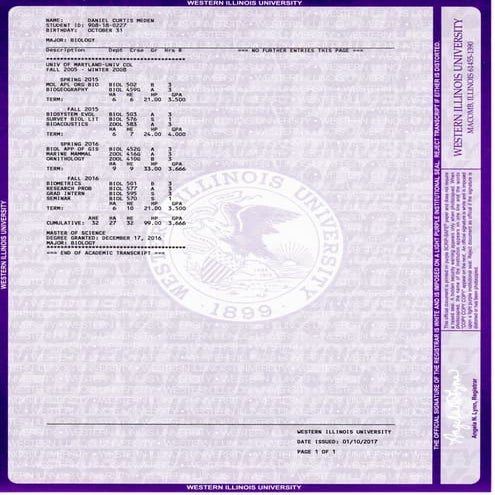 WIU Official transcript | PDF