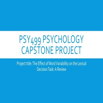 PSY499 Psychology Capstone Project | PPT