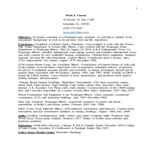 Mark E NEW UPDATED RESUME XXX | DOCX