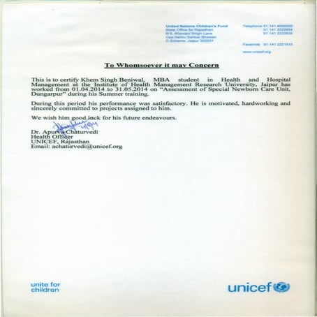 UNICEF Certificate | PDF