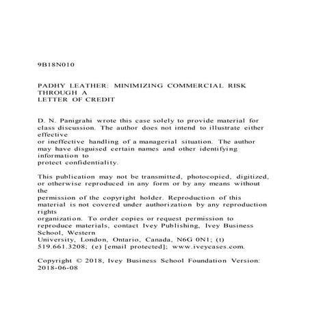 9 b18n010 padhy leather minimizing commercial risk th | DOCX