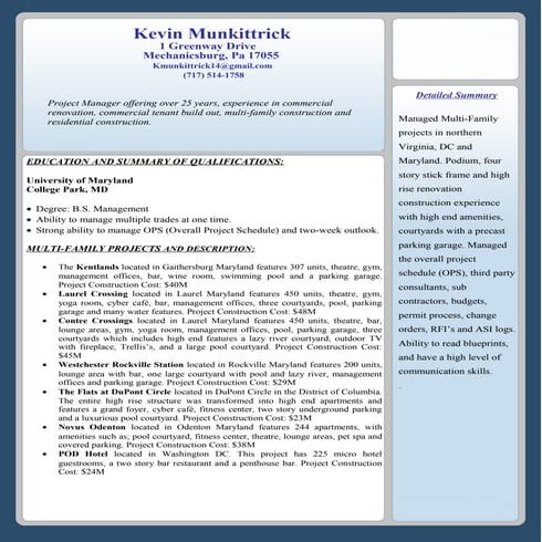 Munk Resume 2016 DC KM 10-9-16 | DOC | Civil Engineering Industry ...