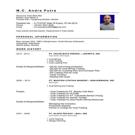 CV AR 2015 | PDF | Logistics | Business