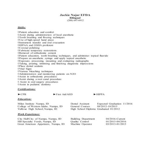 JACKIE RESUME | PDF