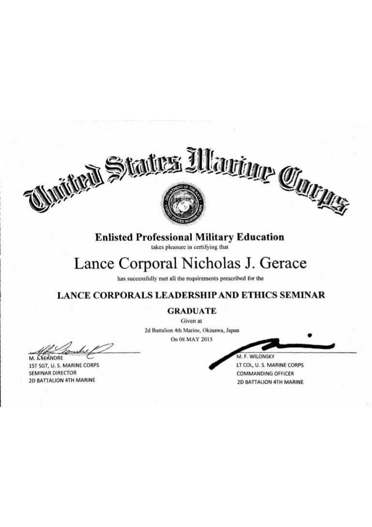 Lance Corporal Seminar