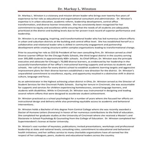 Dr. Markay Winston bio 2016 | PDF