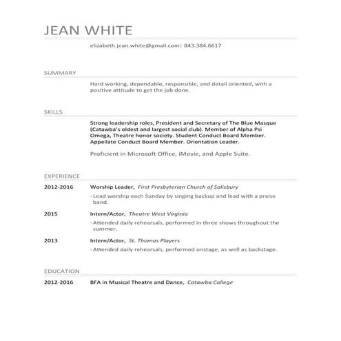 Jean White Resume | PDF