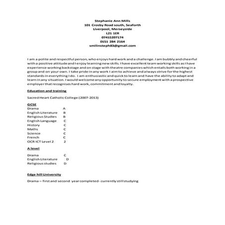 Stephanie Ann Mills CV | DOCX