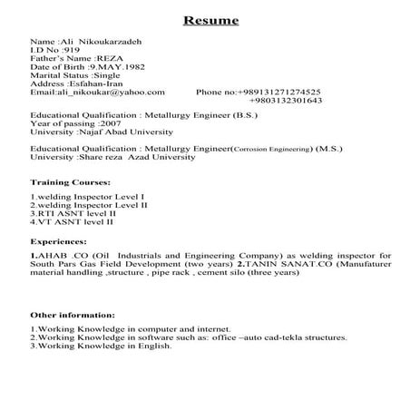 ali Resume English-1 | DOC