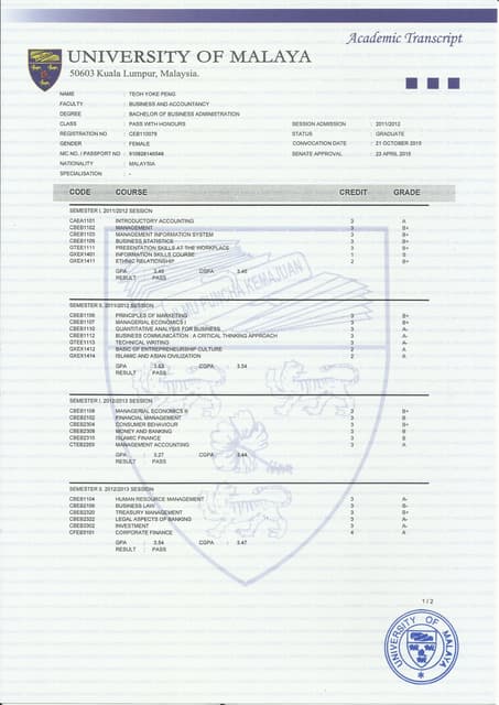 Almeda Transcripts for Bachelors of Science | PDF
