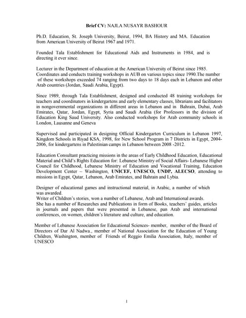 Dr. Najla Nusair Bashour presentations