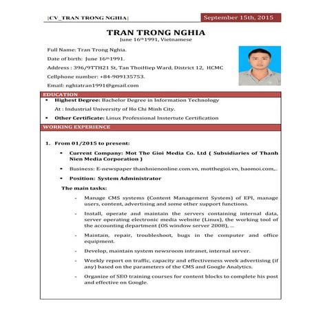 Curriculum-Vitae-TRAN-TRONG-NGHIA | PDF