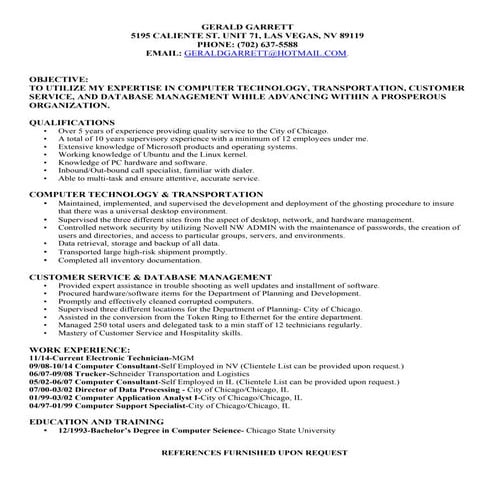 GERALD GARRETT resume | PDF