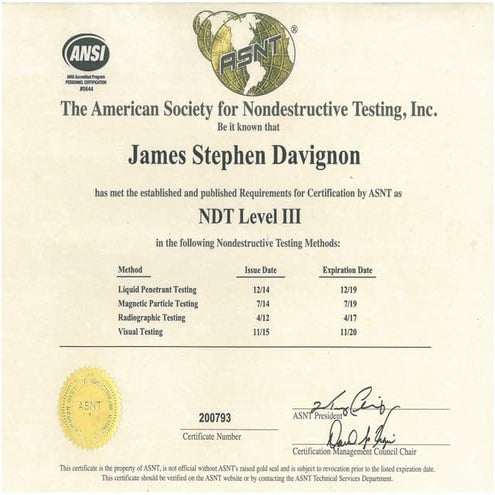 ASNT Level-II in Ultrasonic Testing