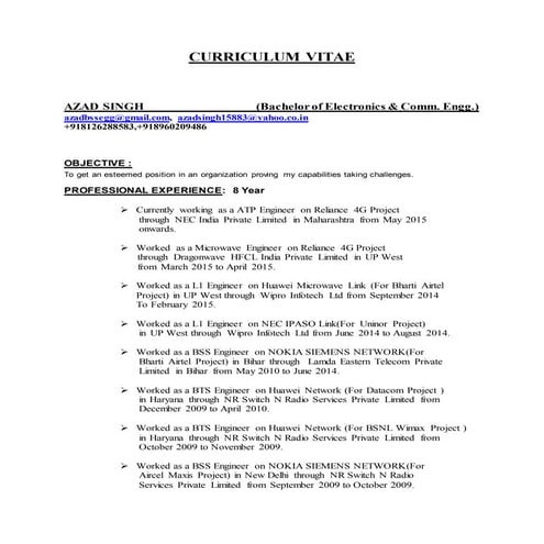 CV-Azad Singh | PDF | Free Download