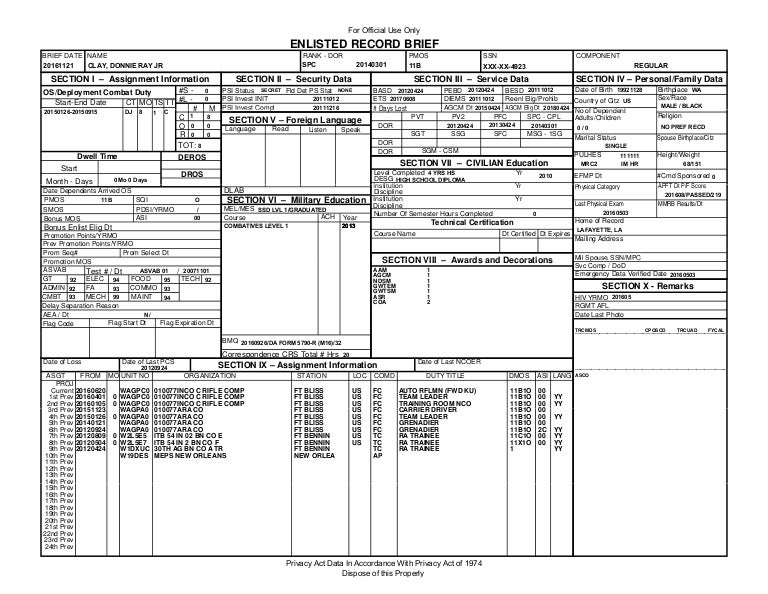 Army enlisted record brief - expertvica