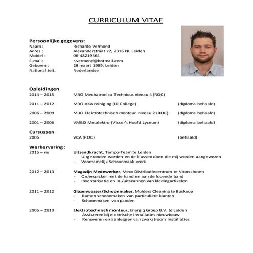 Richardo Vermond cv | DOCX