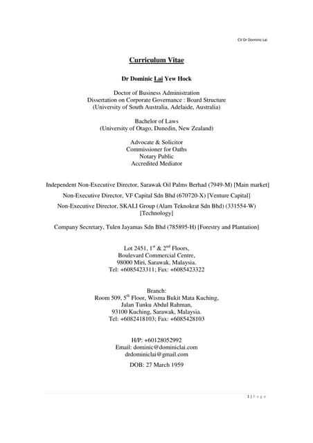 Dr Dominic Lai presentations