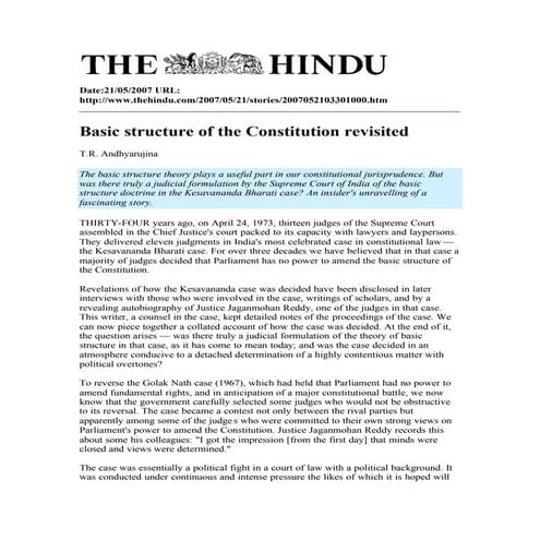Factors leading to 42nd Constitution Amendment-Basic structure-legal challenges of the amendment ...
