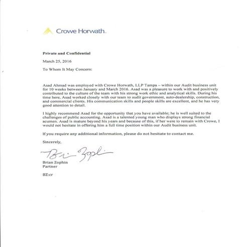 CroweHorwathRecommendationLetter | PDF