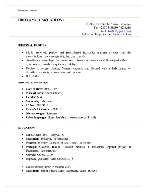 Masego Lekoko Resume | PDF