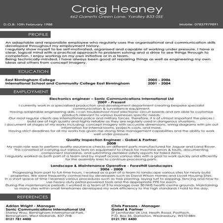 Craig CV (1) | PDF