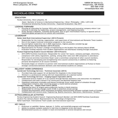 Fall 2015 Resume Nick Trese | PDF