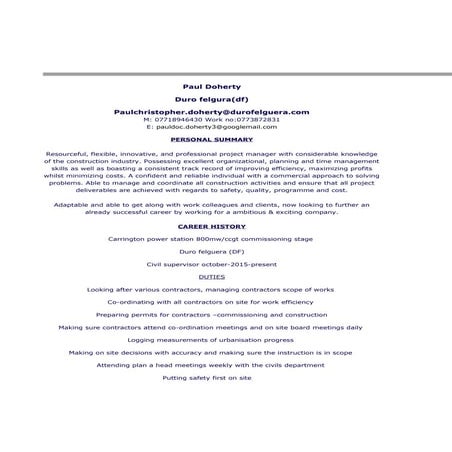 PAUL DOC CV | ODT | Civil Engineering Industry | Industries