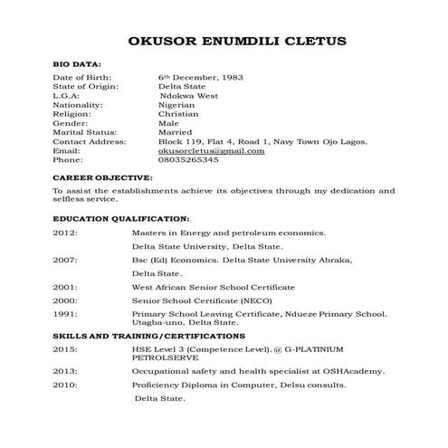 OKUSOR ENUMDILI CLETUS-2 | DOCX | Education