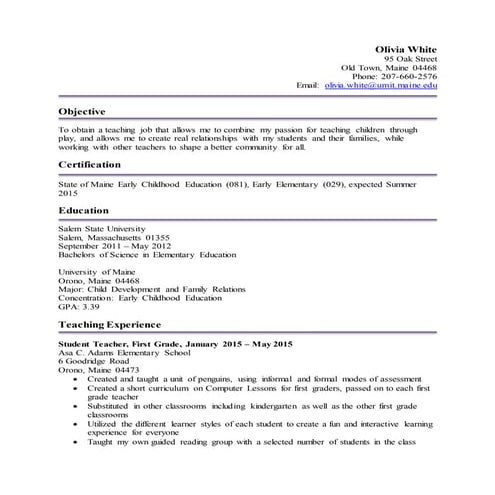 Teaching Resumes | DOCX | Daycare and Pre-School | Parenting