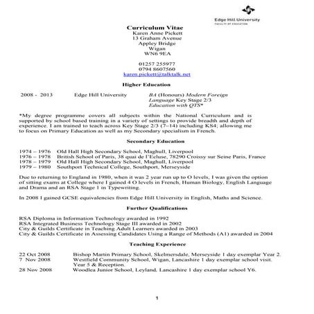 CV Capita format KP | DOCX | Professional School | Postgraduate Education