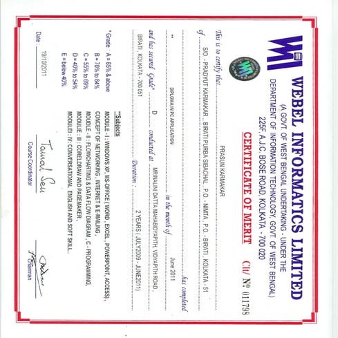 WEBEL CERTIFICATE | PDF