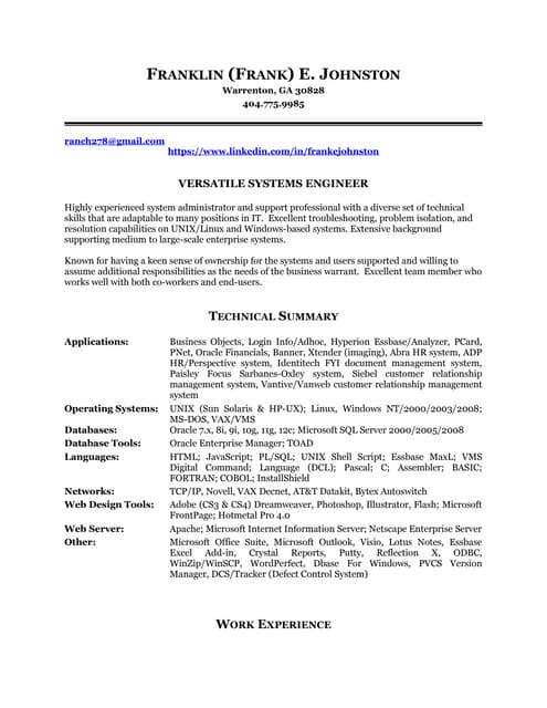 David Gage - Professional Resume | DOCX | IT and Internet Support ...