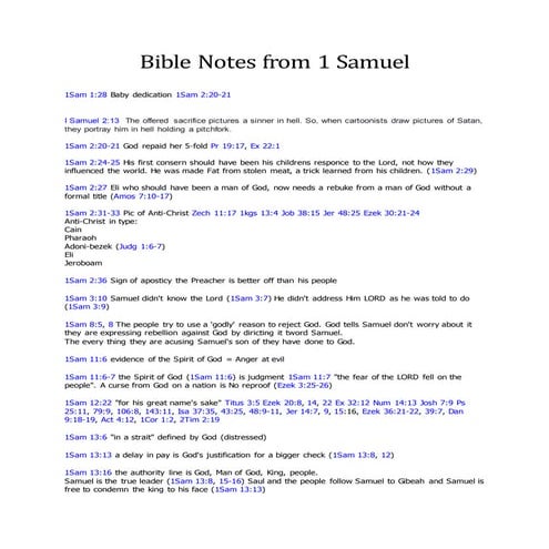Bible Notes from 1 Samuel | DOCX