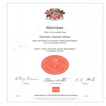 ACCA Membership Certificate | PDF