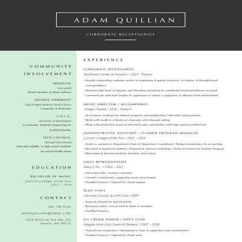 Adam Quillian Professional Resume - General | PDF | Music | Entertainment