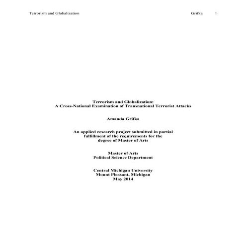 Terrorism and Globalization- Grifka | PDF