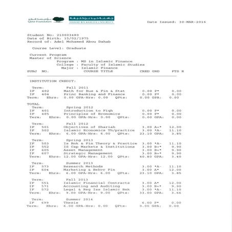 Transcript for Master | PDF