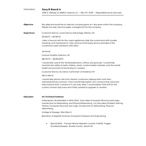 Gary's Resume #2 | DOCX