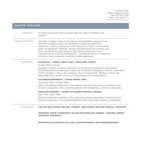 Walter Malone Resume | PDF