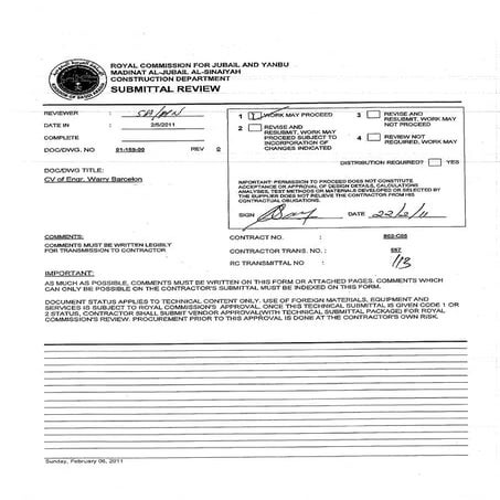 1.) QC MANAGER APPROVAL - ROYAL COMMISSION PROJECT FOR JUBAIL | PDF