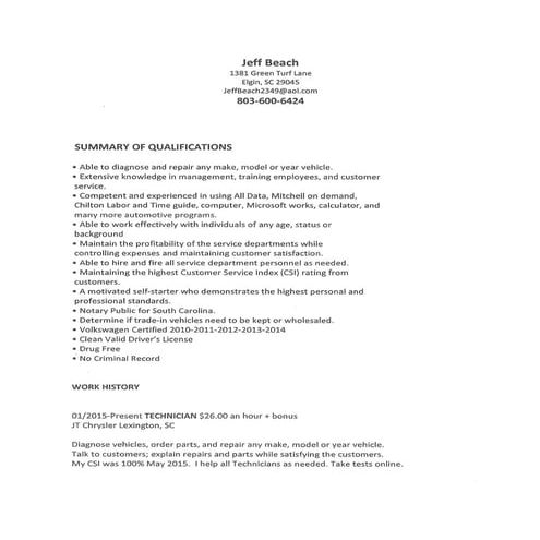 Jeff Beach Resume' | PDF