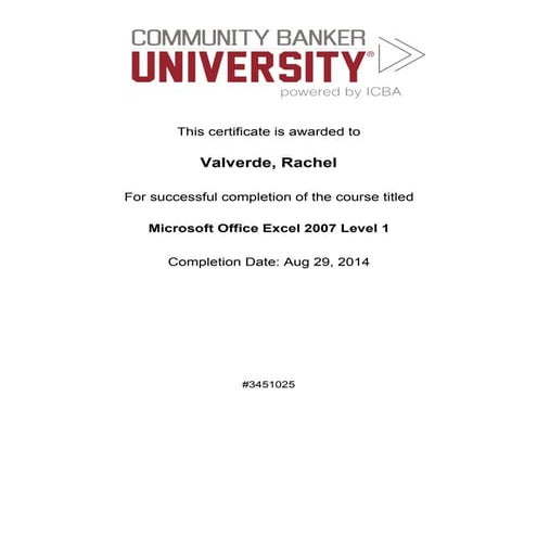 Certificate- Microsoft Excel | PDF