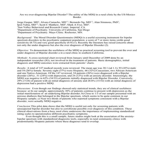 Mood Disorder Questionnaire | PDF