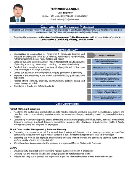 CV- bala qa | DOC | Civil Engineering Industry | Industries