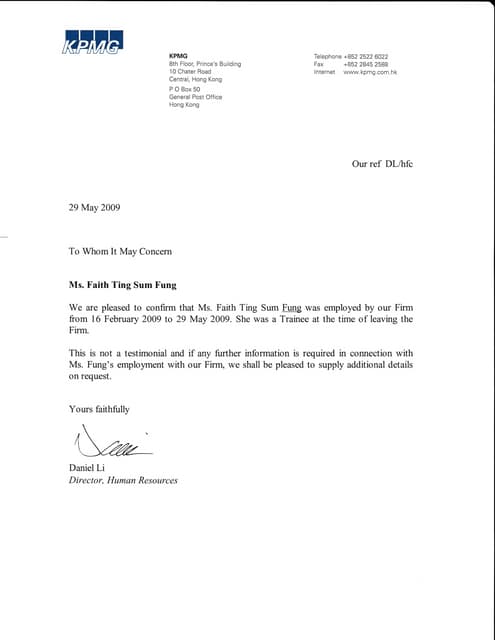 Letter Of Recommendation - Deloitte | PDF